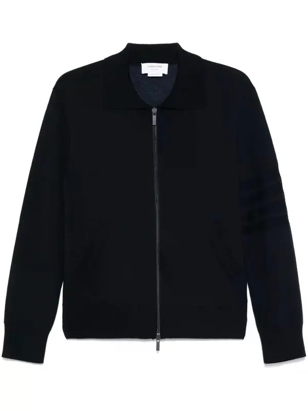 Thom Browne 4-bar Stripe Zipped Cardigan - Blue