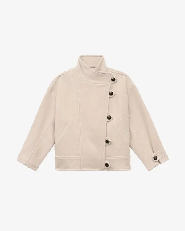 Isabel Marant Hanis Short Wool Blend Coat - Ecru