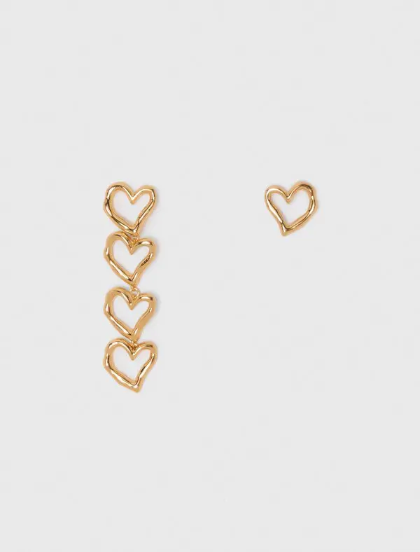 Maje Asymmetric Heart Earrings - Light Gold