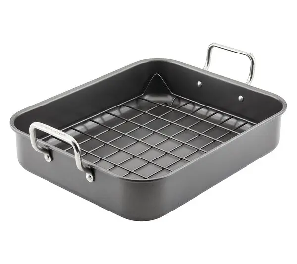 RACHAEL RAY Nonstick Roasting Pan With Reversib Le Rack