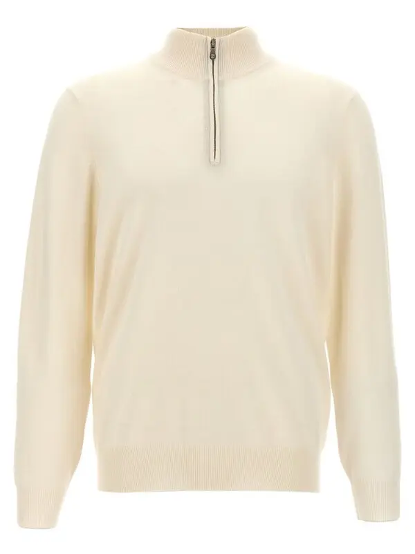 Brunello Cucinelli Cashmere High Neck Sweater - White