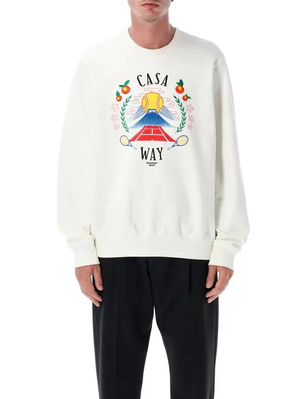 Casablanca Casa Way Mountain Embroidered Sweatshirt - White