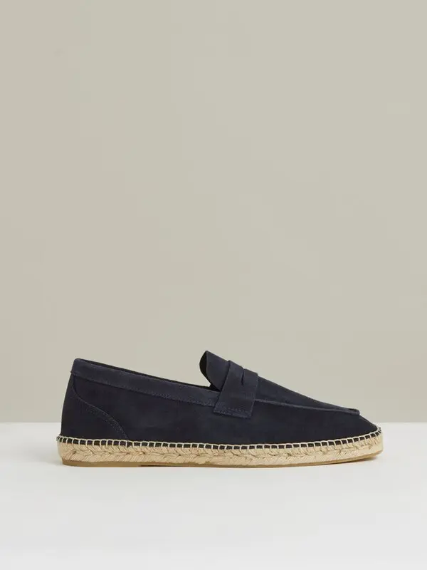 REISS Suede Penny-strap Espadrilles - Navy