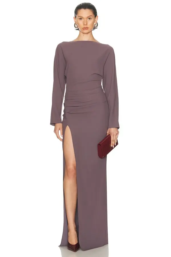 Lapointe Stretch Drape Crepe Off The Shoulder Dress