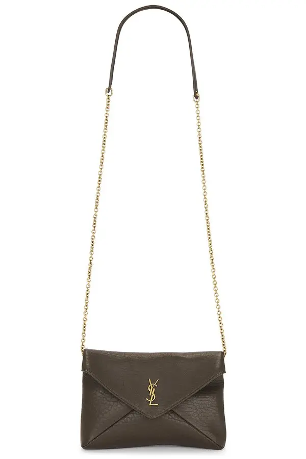 Saint Laurent Small Pouch On Chain - Light Musk