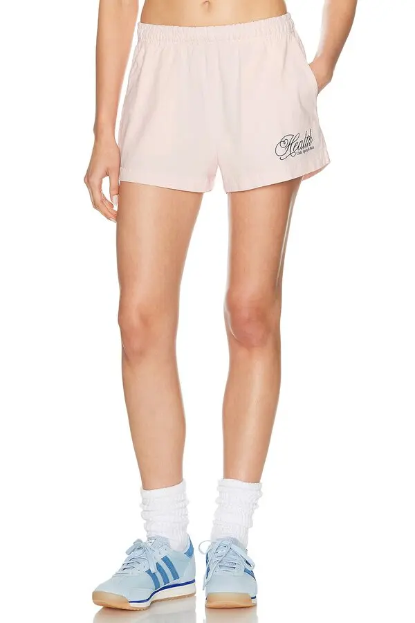 SPORTY & RICH Health Script Disco Short - Pink Dolphin