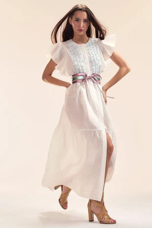 Cynthia Rowley Mallorca Ramie Kaftan - White