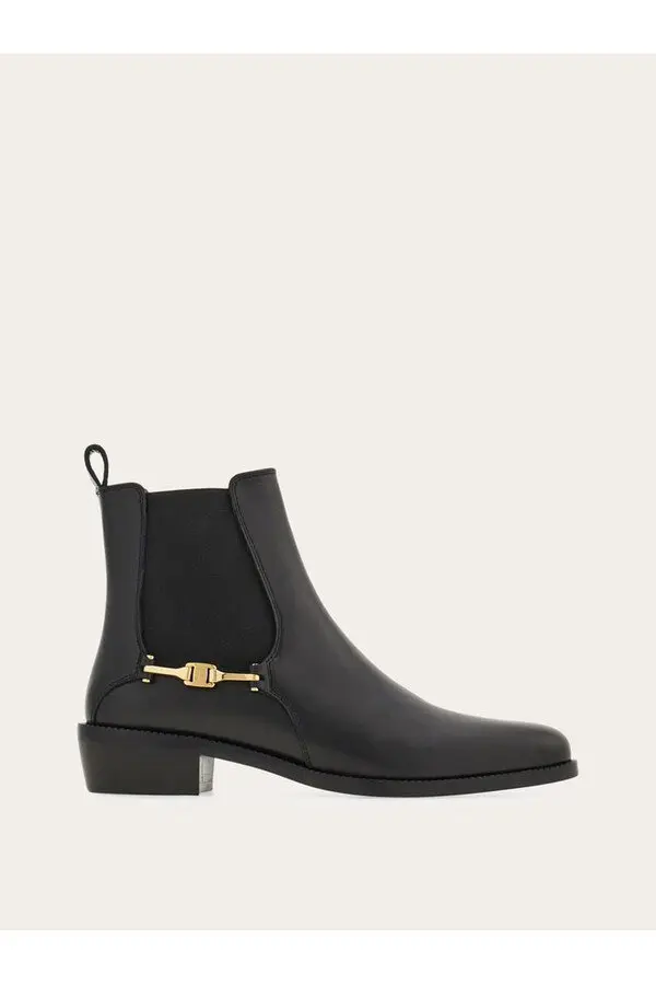 FERRAGAMO F Buckle Chelsea Boot - Black