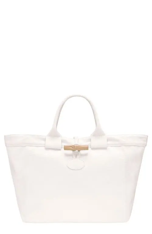 Longchamp Le Roseau Large Cotton Canvas Tote - Ecru