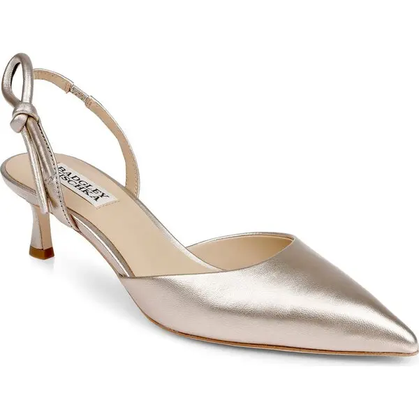 BADGLEY MISCHKA BRIDAL Gentry Ii Slingback Pointed Toe Pump - Champagne Leather