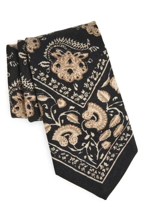 Ralph Lauren Paisley Linen Tie - Black Multi