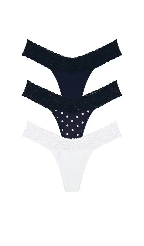 Hanky Panky 3 Low Rise Thongs In Navy