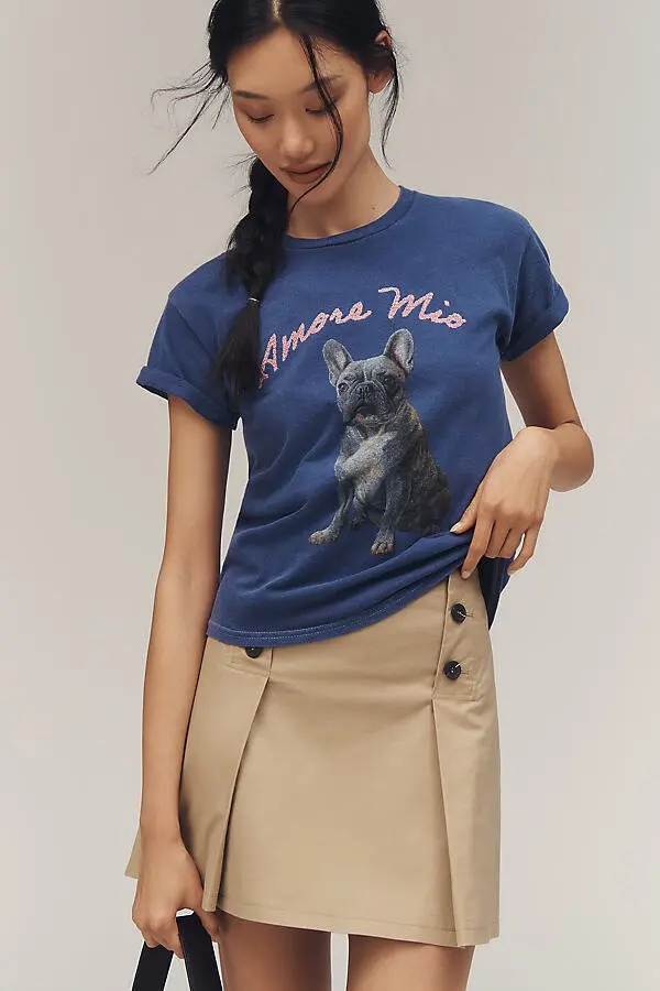 Anthropologie Dog Graphic Tee - Navy Frenchie