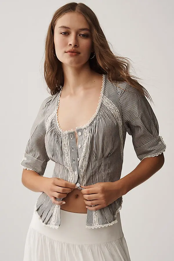 Anthropologie Pintuck Button-front Blouse
