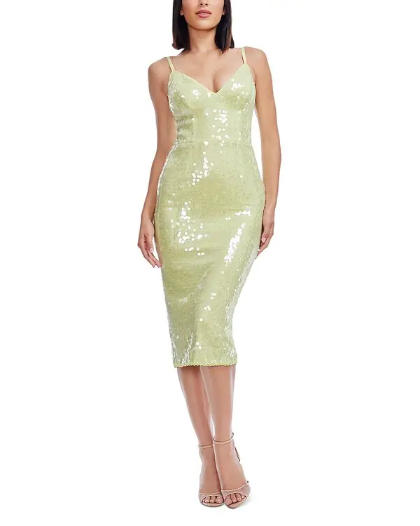 Dress The Population Megan Sequin V-neck Midi Dress