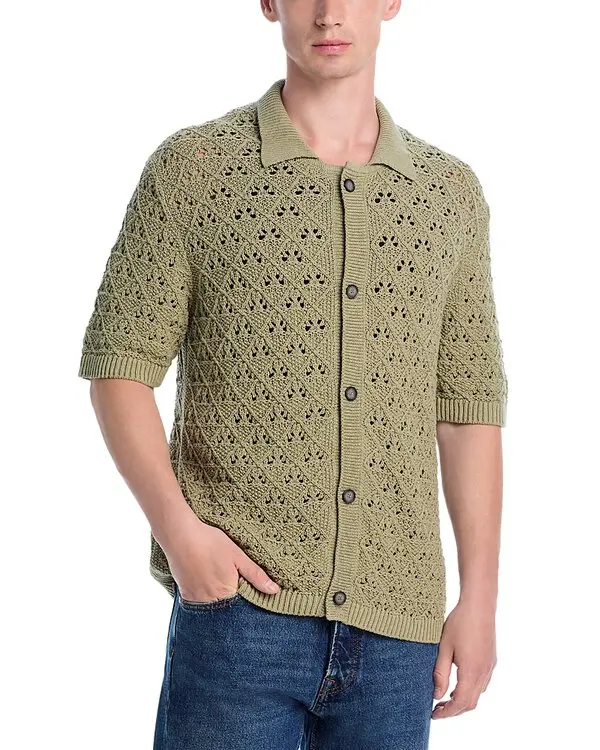 Hugo Boss Sommp Crotchet Knit Regular Fit Button Down Shirt