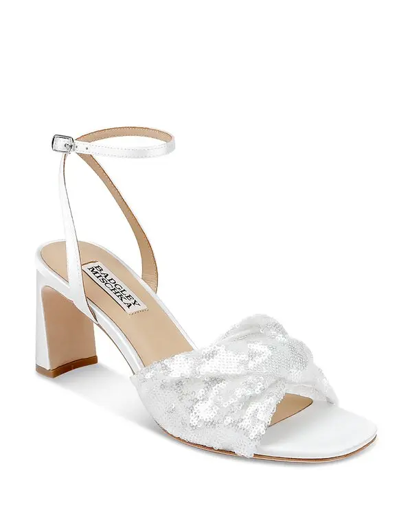 Badgley Mischka Gema Sequined Sandals - White Sequin