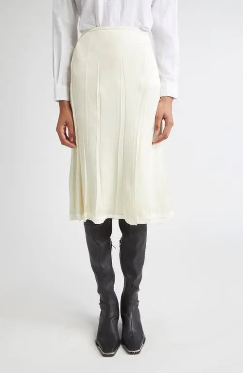 JIL SANDER Envers Pleat Detail Raw Hem Satin Skirt - Cornsilk