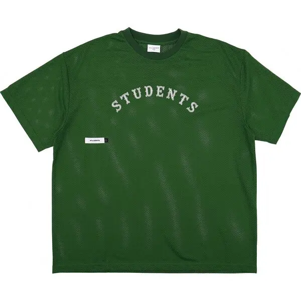 STUDENTS Bases Covered Oversize Logo Graphic Mesh T-shirt - Forest