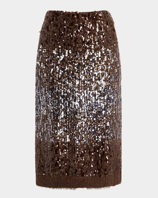 Brunello Cucinelli Mohair Knit Midi Skirt
