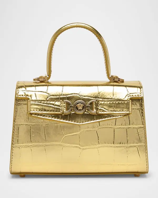 Versace La Medusa Metallic Croc-embossed Bag