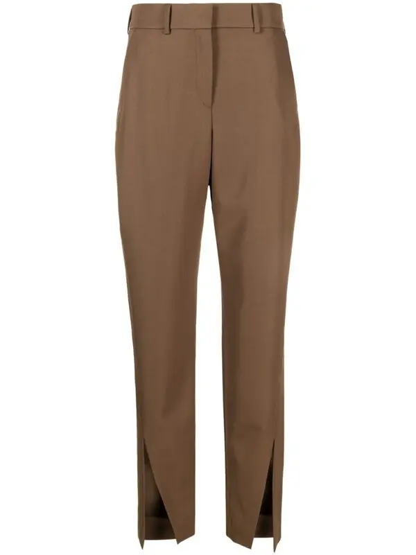 Balmain Tapered Slit-detail Trousers - Marron