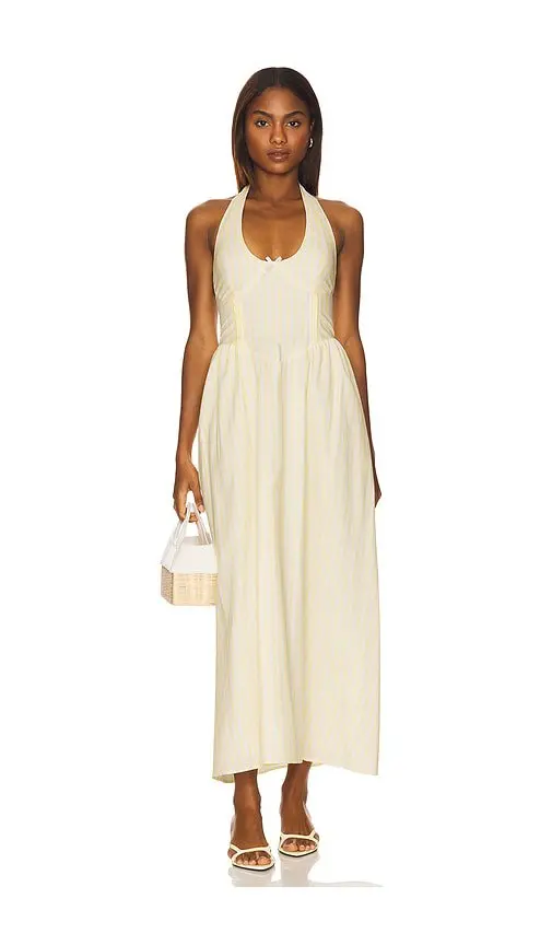 SEVEN WONDERS Calianna Midi Dress - Lemon Stripe