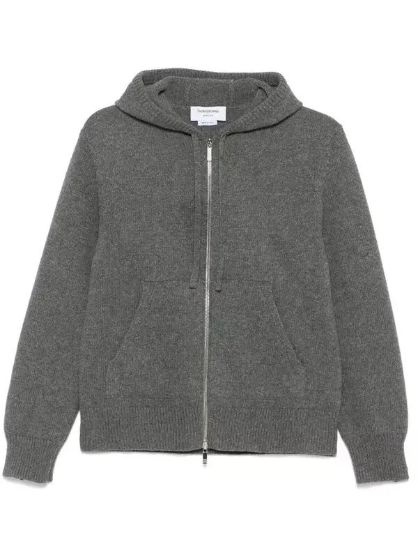 Thom Browne Intarsia Zip-up Hoodie - Grey