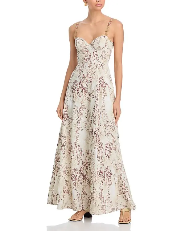 L'Agence Sutton Beaded Strap Maxi Dress - Light Sage Multi Desert