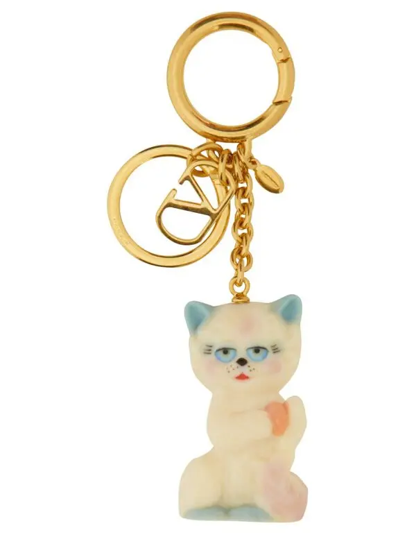 Valentino Garavani Le Chat De La Maison Keychain - Antique Brass+multicolor
