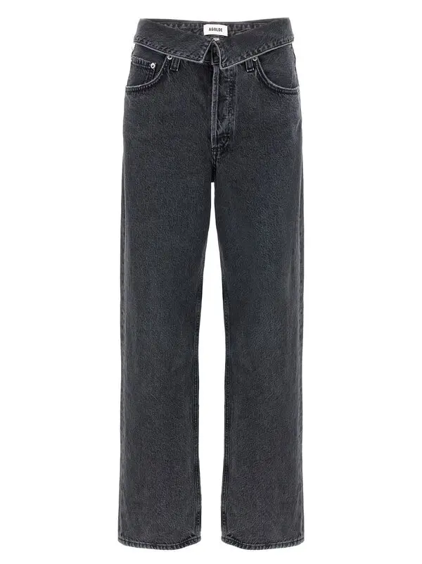 AGOLDE Front-fold Wide-leg Jeans - Black