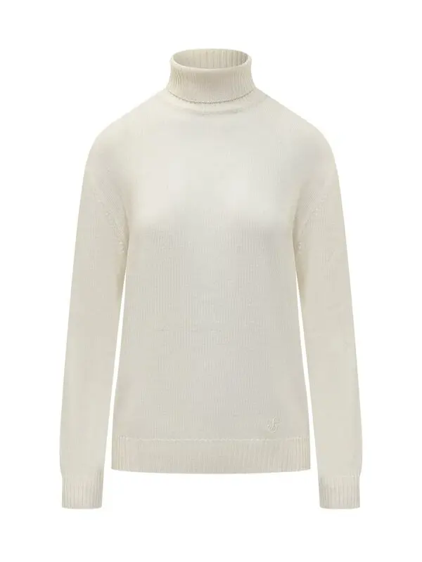 JIL SANDER Wool Sweater With Logo - Beige