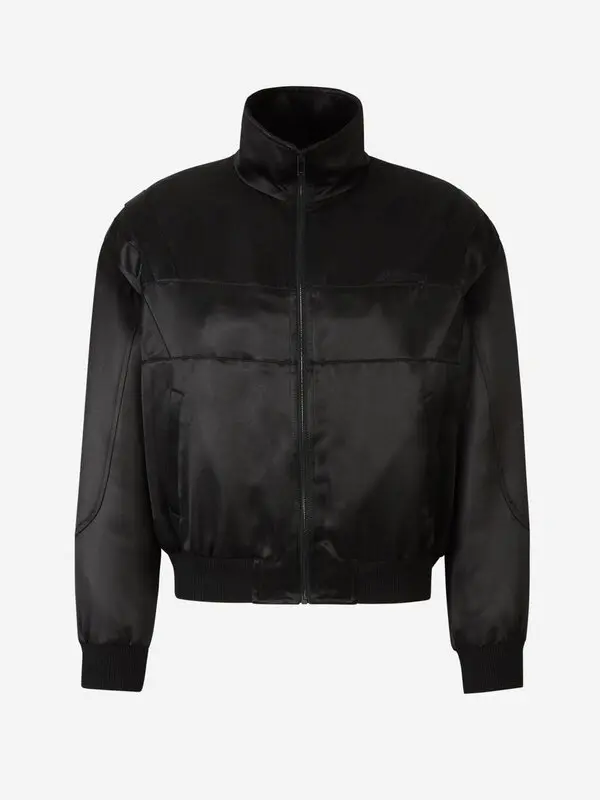 Saint Laurent Logo Satin Bomber Jacket - Black