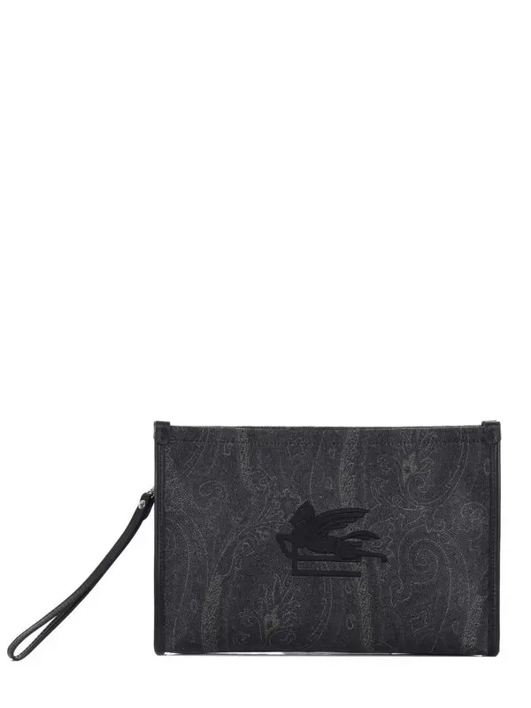 Etro Paisley Coated Canvas Clutch - Grigio Scuro/nero