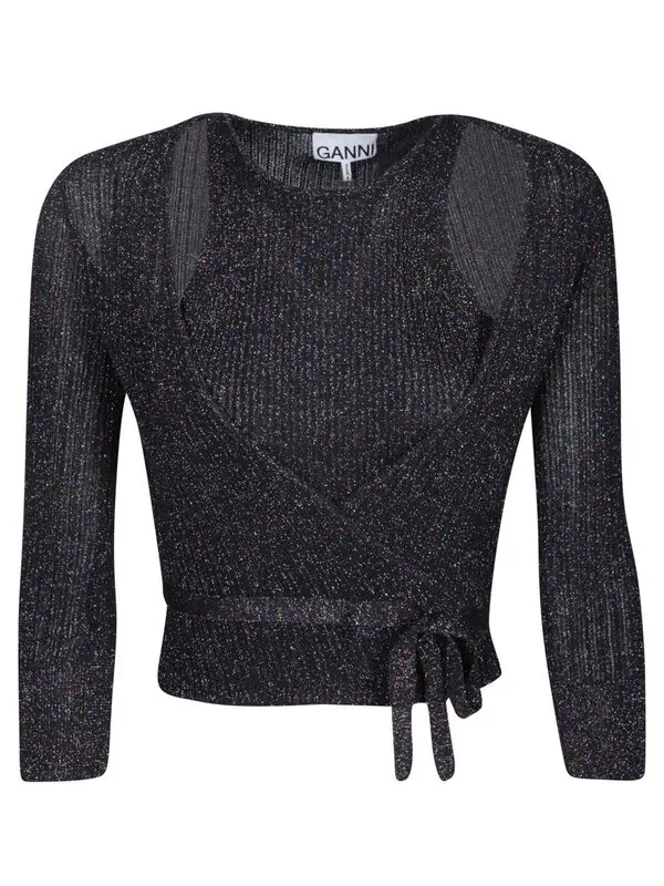 GANNI Rib Wrap Top - Multicolor