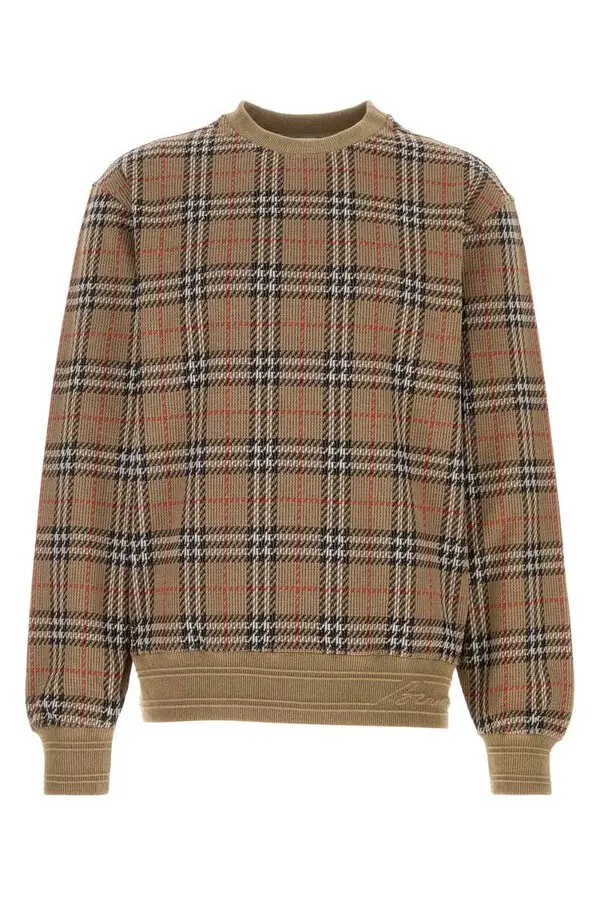 Burberry Embroidered Stretch Cotton Blend Sweater