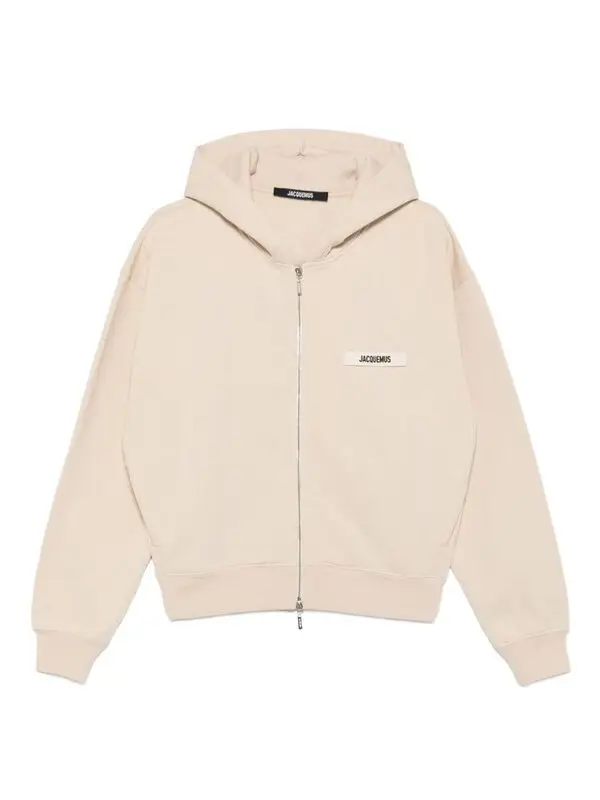 Jacquemus Hooded Zip Up Sweater - Beige