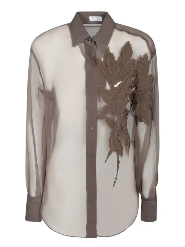 Brunello Cucinelli Organza Shirt - Brown