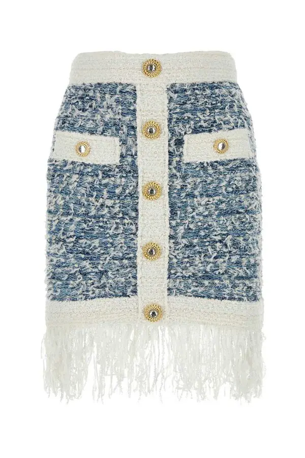 Balmain Embroidered Tweed Skirt