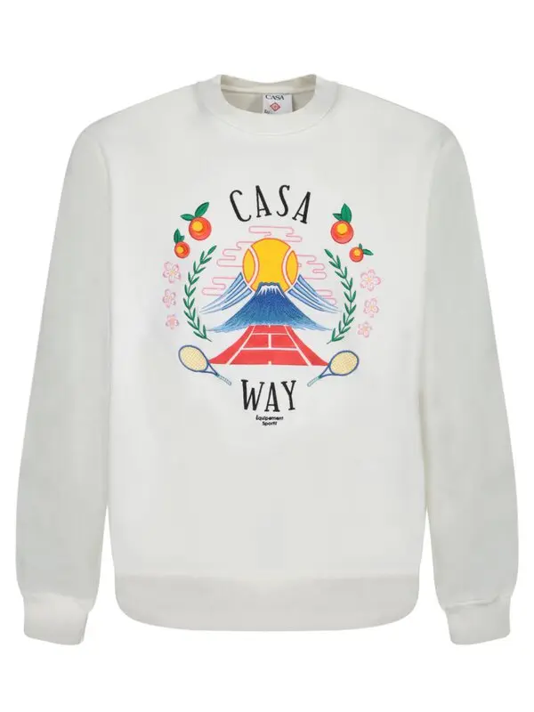 Casablanca Embroidered Long-sleeve Sweatshirt - White