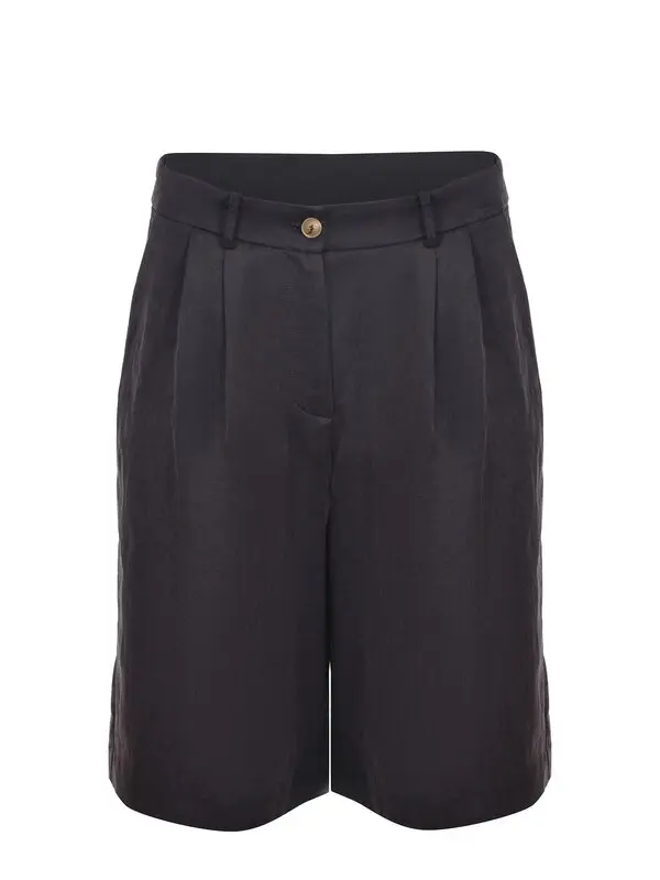 ALYSI Linen Blend Shorts - Carbone