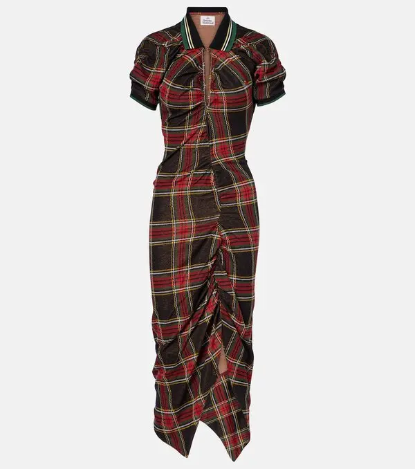 VIVIENNE WESTWOOD Pulling Tartan Cotton Midi Dress - Multicoloured