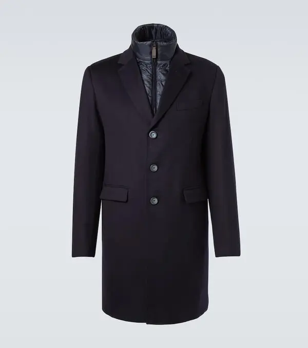 Herno Cashmere Coat With Detachable Inner Vest - Blue