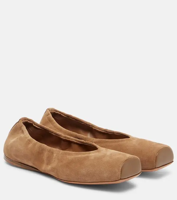 Alaïa Suede Ballet Flats - Brown