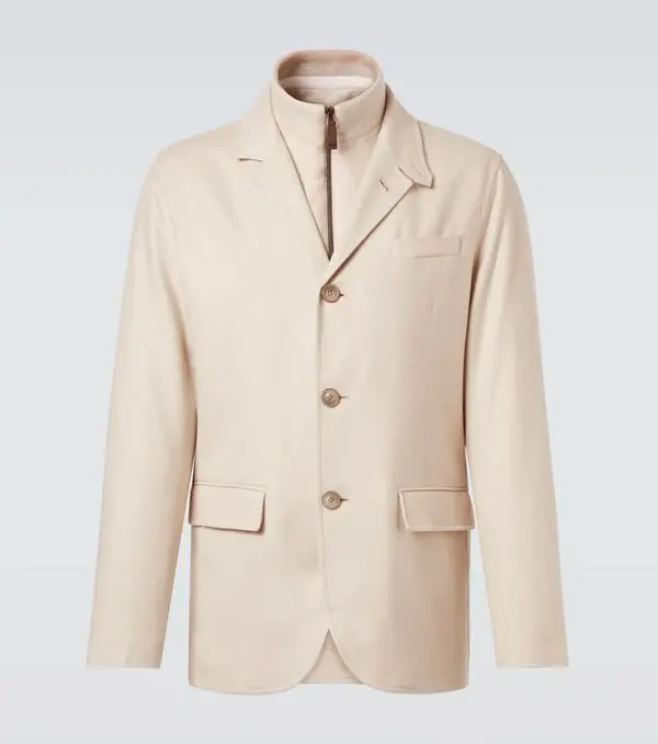Herno Layered Silk And Cashmere Blazer - Beige