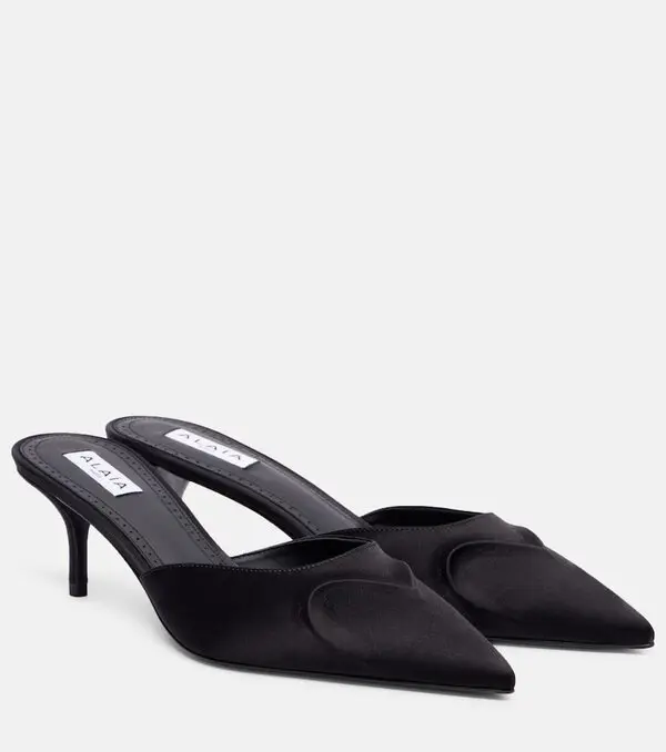 Alaïa Le Cœur 3d 55 Satin Mules - Black