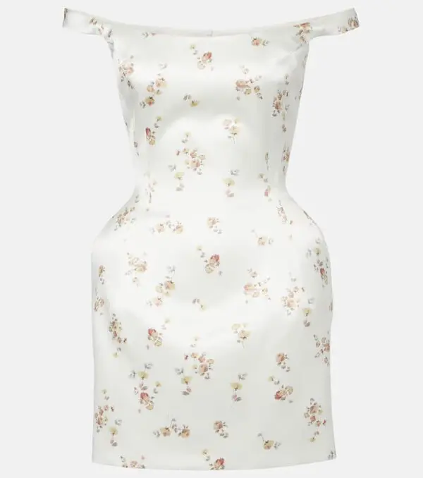 Magda Butrym Floral Off-shoulder Silk Minidress - White
