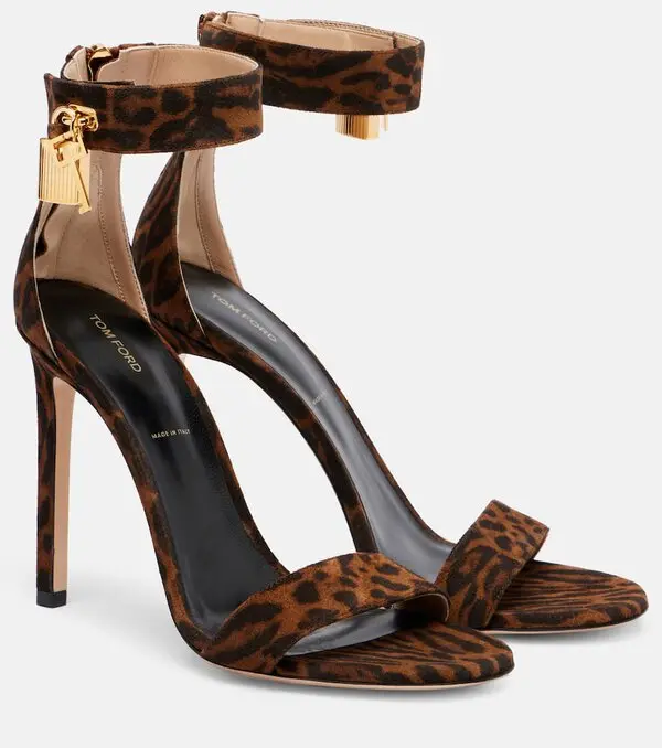 TOM FORD 105 Leopard-print Leather Sandals
