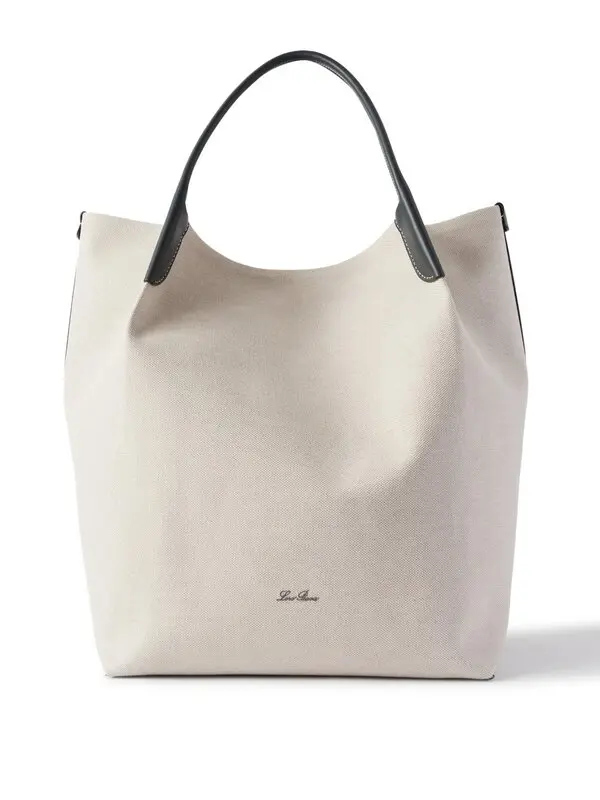 Loro Piana Bale Extra Large Leather-trimmed Canvas Tote Bag