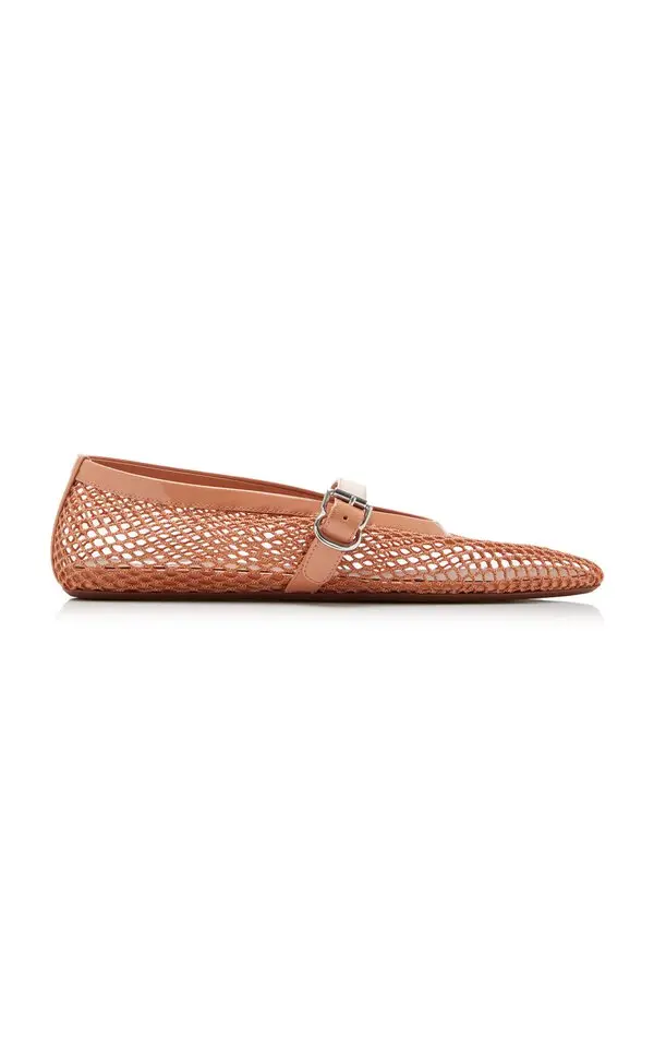 Alaïa Fishnet Ballerina Flats - Neutral